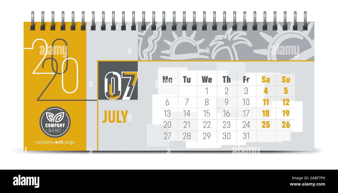Calendar template for 2020 year. Vector and typographic planner diary ...
