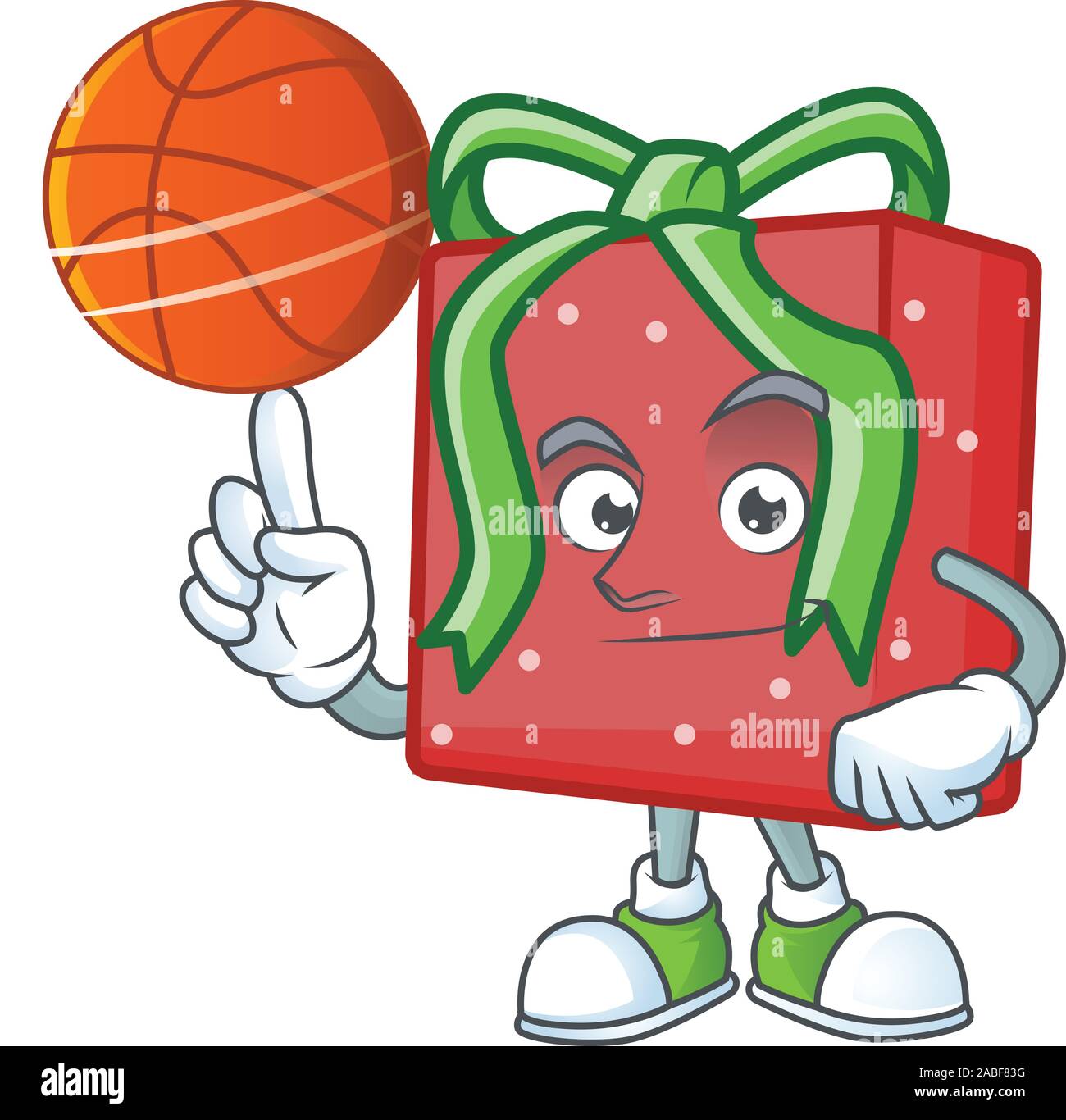 Mascot of red gift box cartoon character style with basketball Stock ...