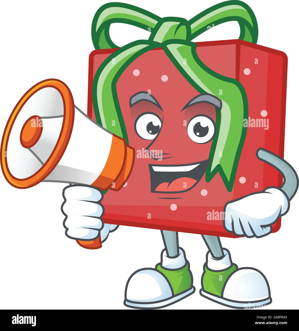 Funny cartoon style of red gift box with megaphone Stock Vector Image ...