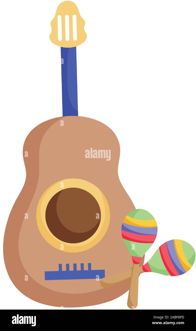 Maracas and guitar instrument design, Music sound melody musical art ...