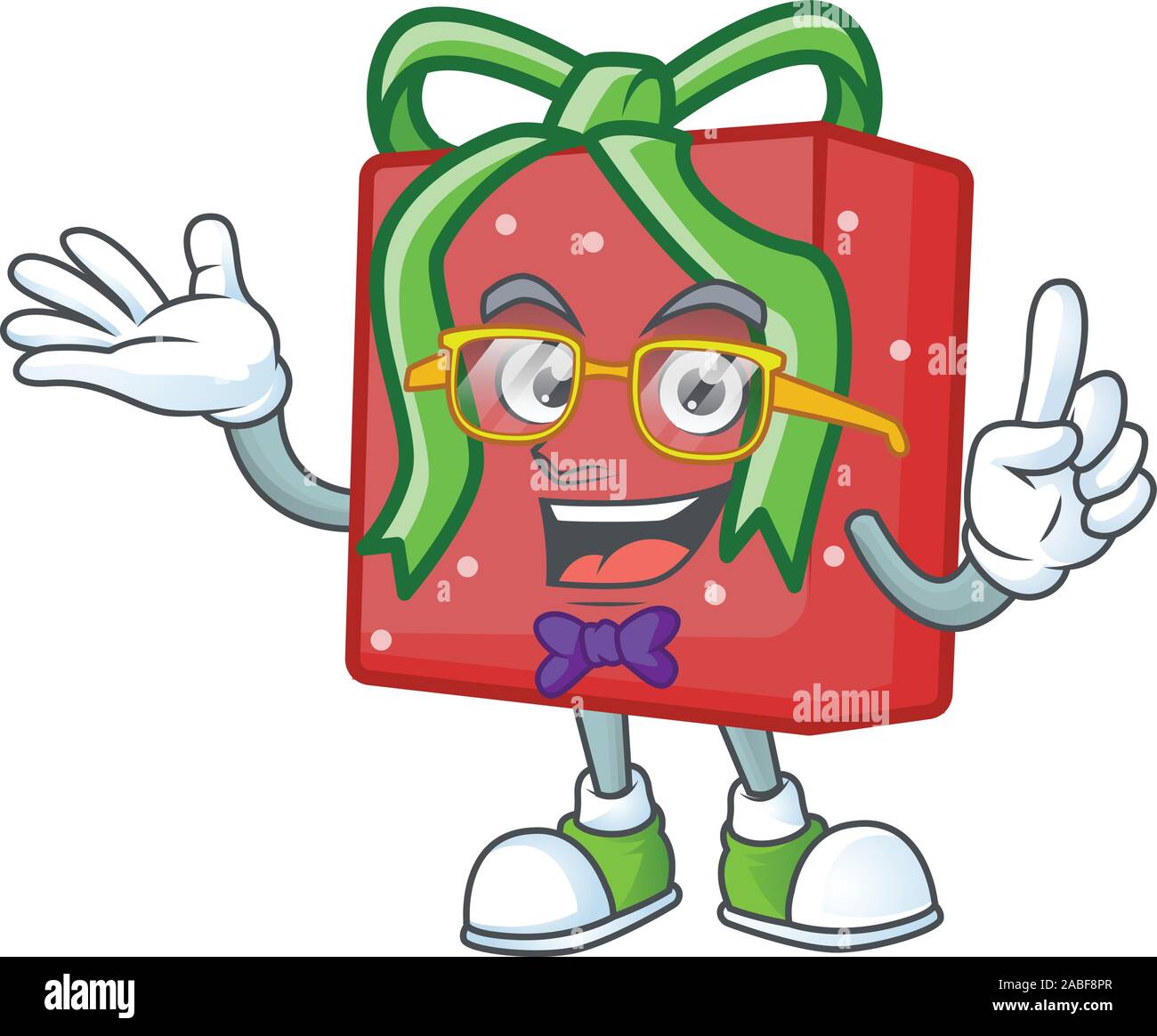 Super Funny Geek smart red gift box mascot cartoon style Stock Vector ...