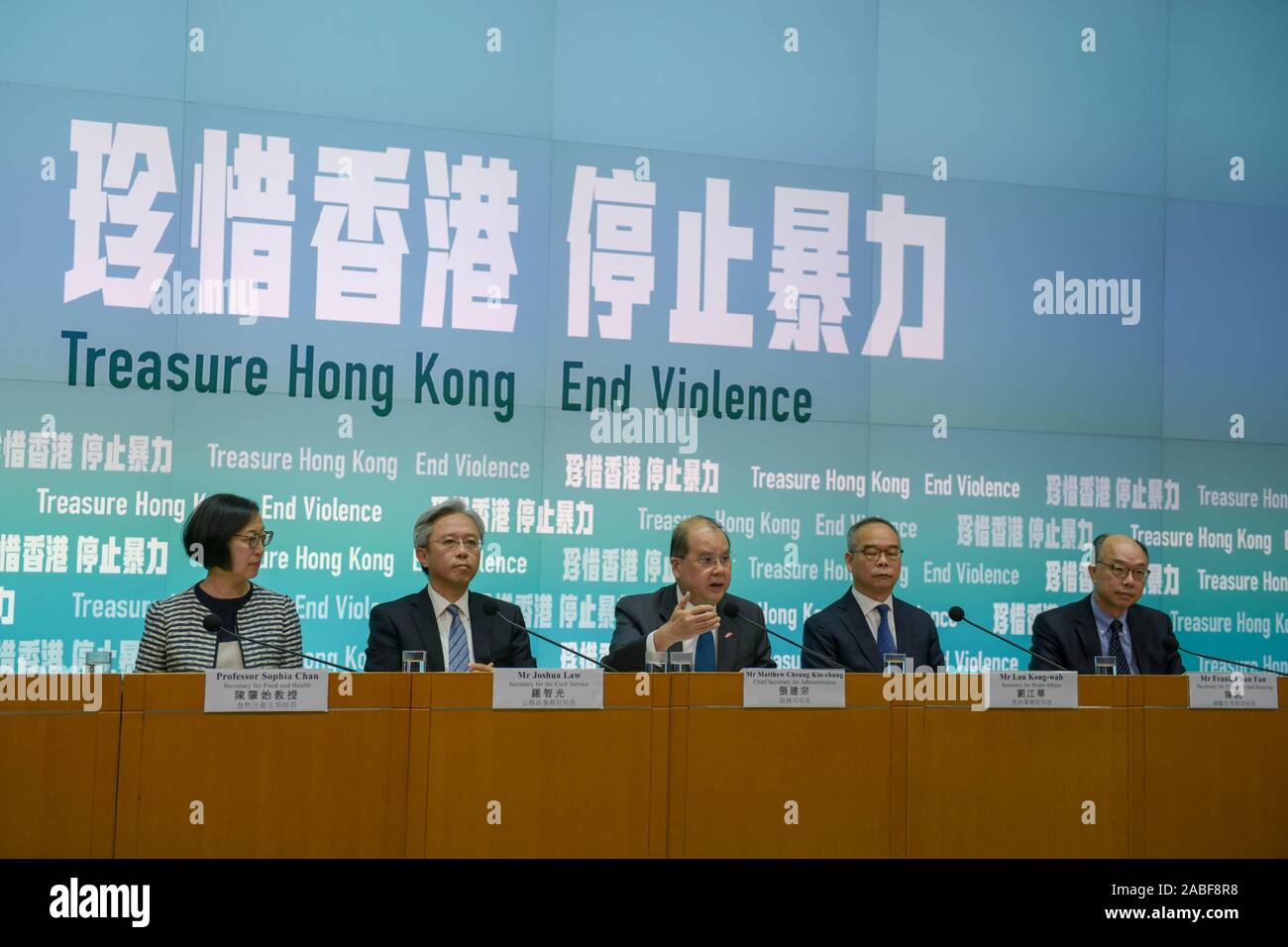 Chief Secretary for Administration Matthew Cheung Kin-chung, middle ...