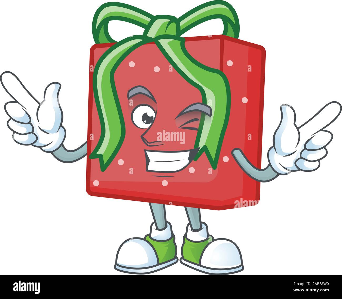 Funny red gift box cartoon character style with Wink eye Stock Vector ...