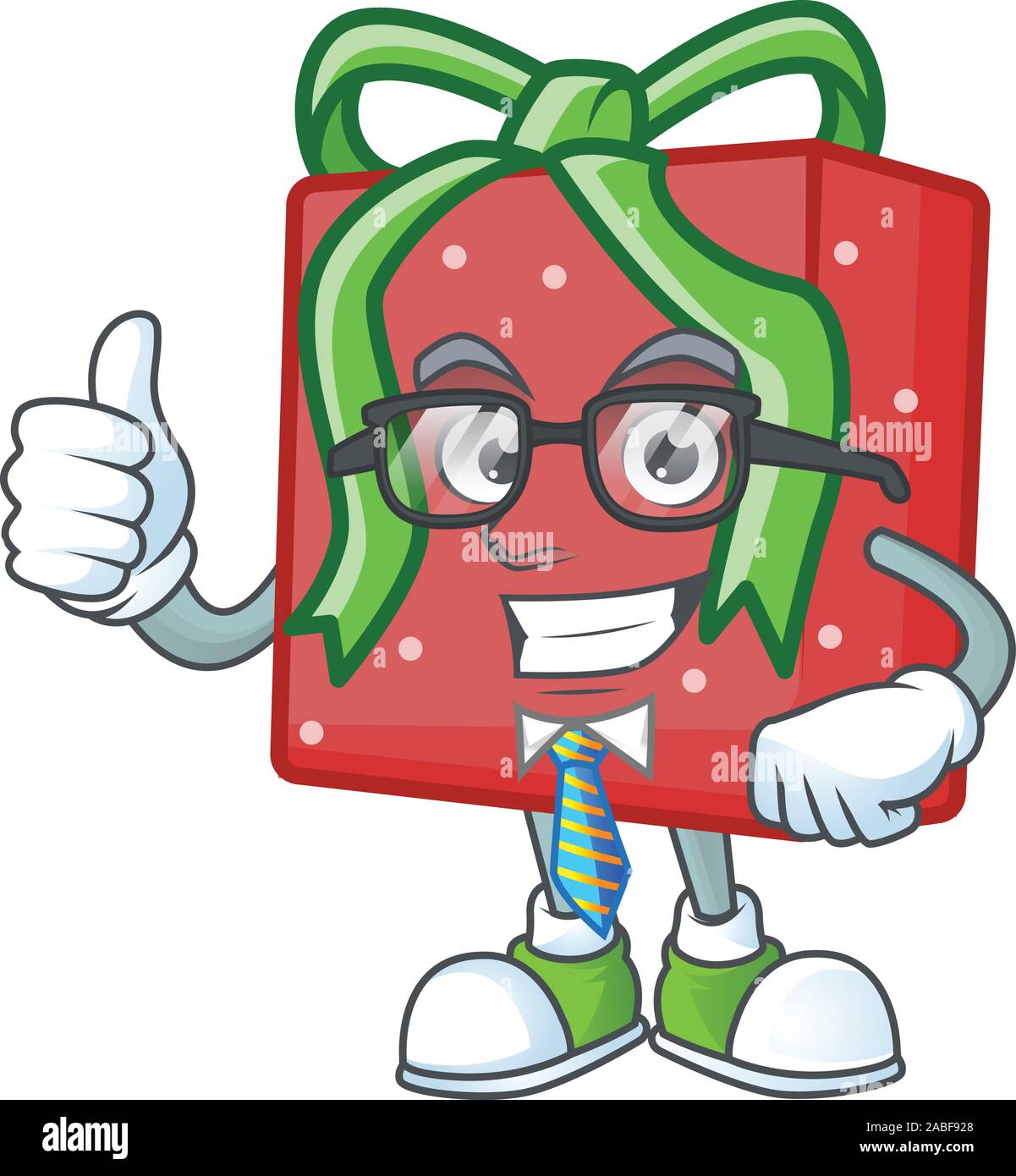 Cool Businessman red gift box mascot cartoon character Stock Vector ...