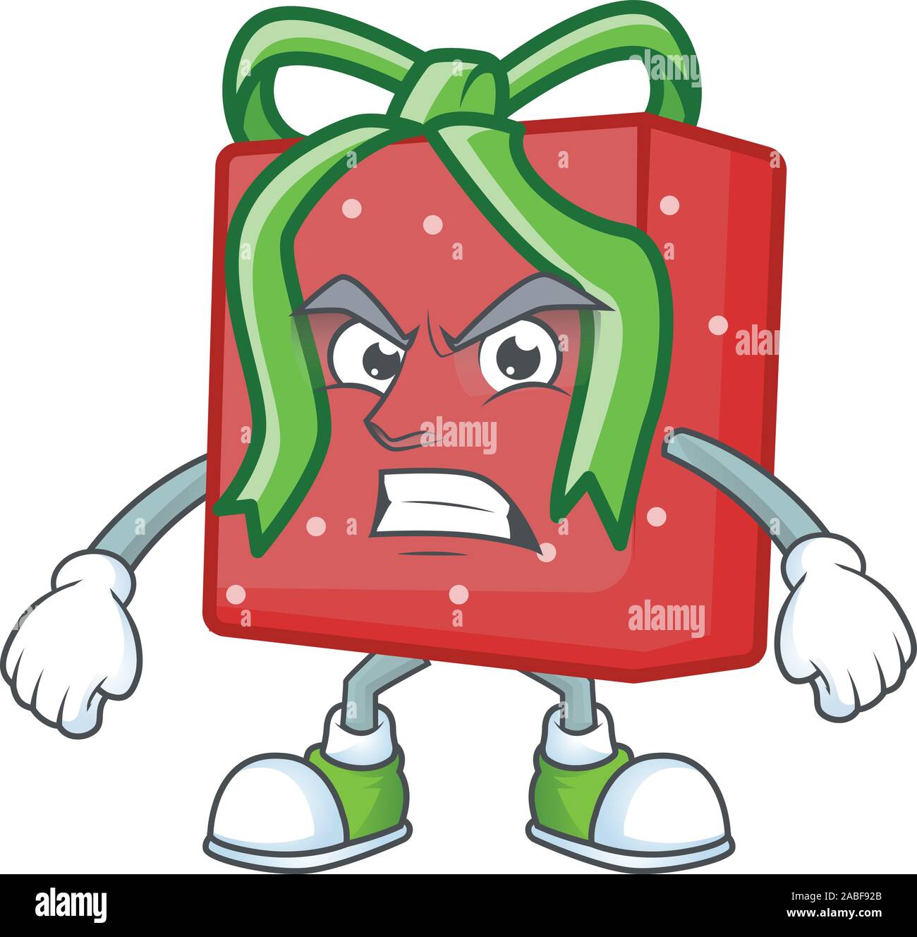 Red gift box cartoon character style with angry face Stock Vector Image ...