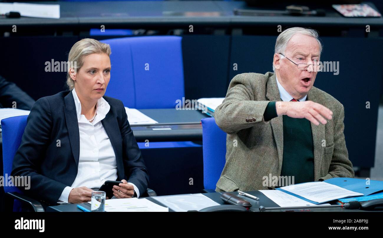Berlin, Germany. 27th Nov, 2019. Alice Weidel, leader of the AfD ...