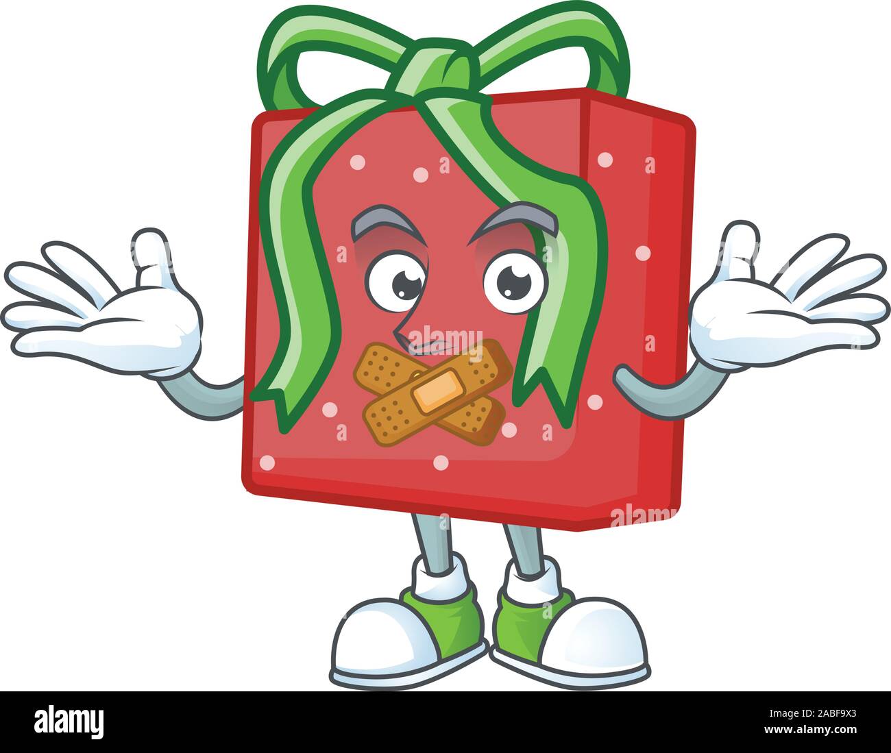 Red gift box mascot cartoon character style making silent gesture Stock ...