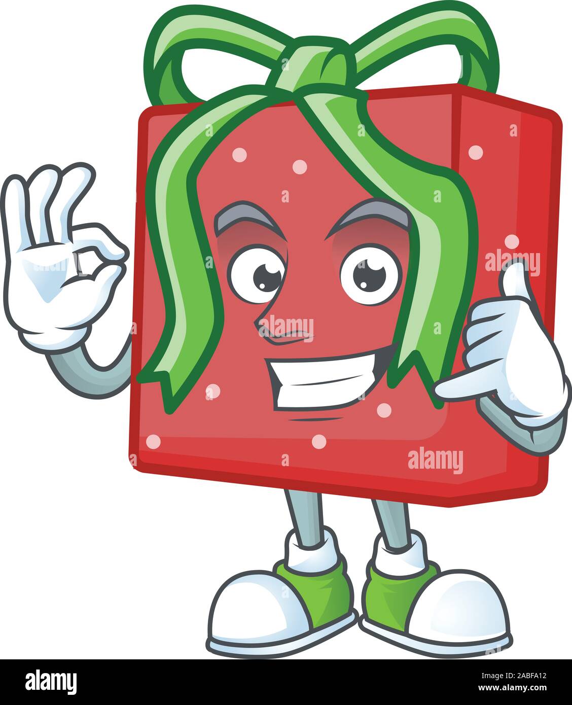 Call me cute red gift box mascot cartoon style Stock Vector Image & Art ...
