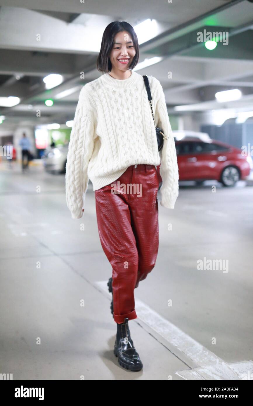 Chinese supermodel Liu Wen arrives at a Beijing airport after landing ...