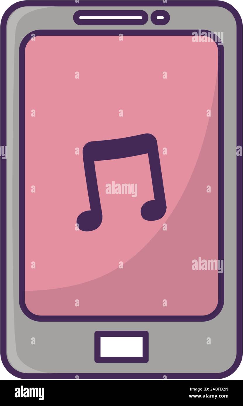 smartphone music note icon on white background vector illustration ...