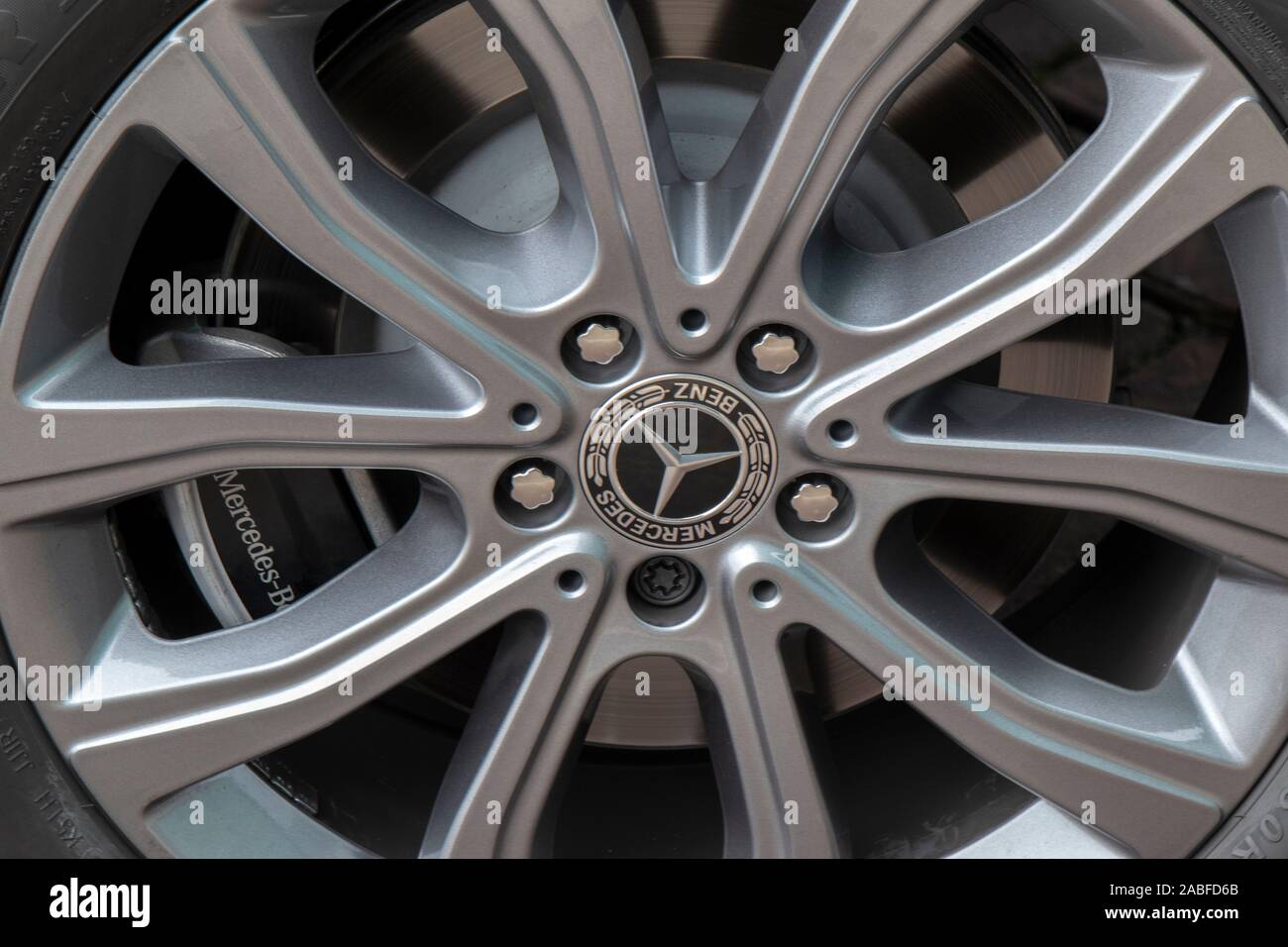 Logo Mercedes Benz Logo On A Wheel At Amsterdam The Netherlands 2019 ...