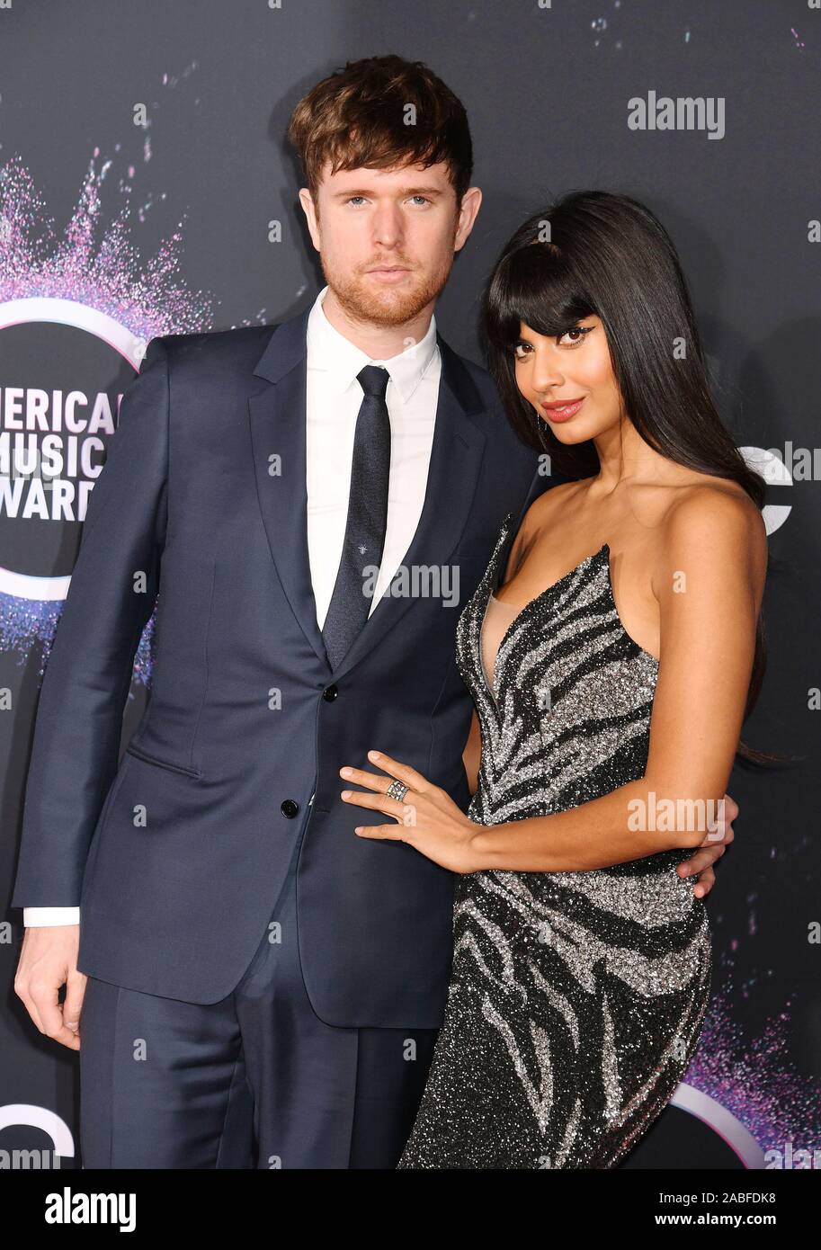LOS ANGELES, CA - NOVEMBER 24: James Blake (L) and Jameela Jamil attend ...