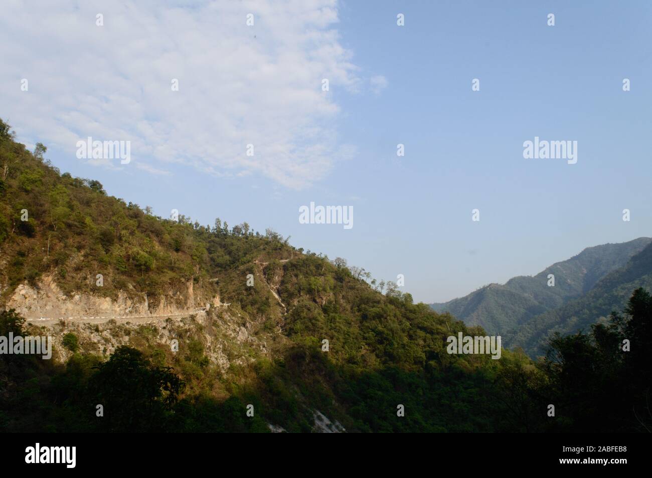 The view of mountain, blue sky, greenery, the beauty of nature of the ...