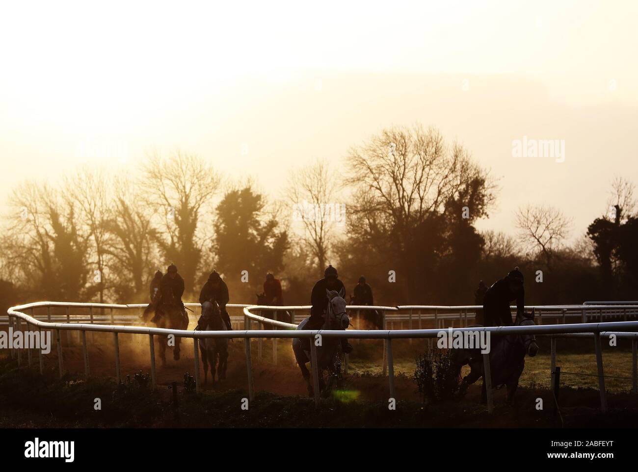 Horses and jockeys on the gallops during the stable visit to Gordon ...