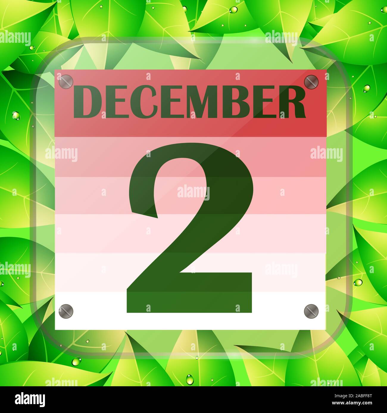 December 2 icon. Calendar date for planning important day with green ...