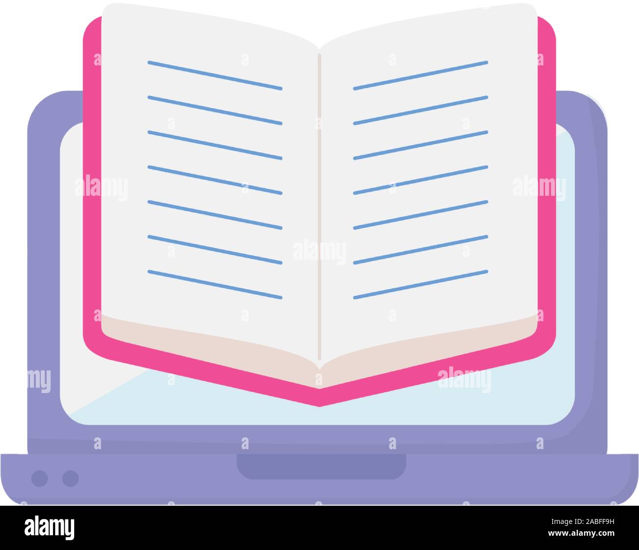 laptop book digital literature learning online vector illustration ...