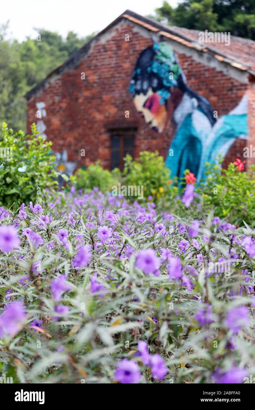 Graffiti decorates walls in Xianan village in Foshan city, south China ...