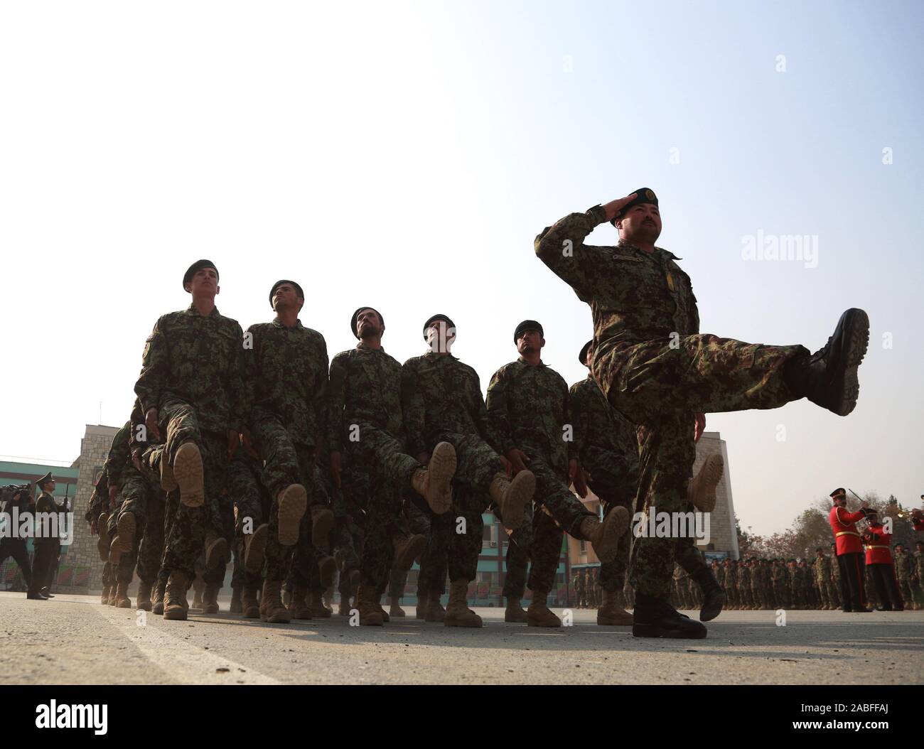 Kabul, Afghanistan. 27th Nov, 2019. Soldiers take part in their ...