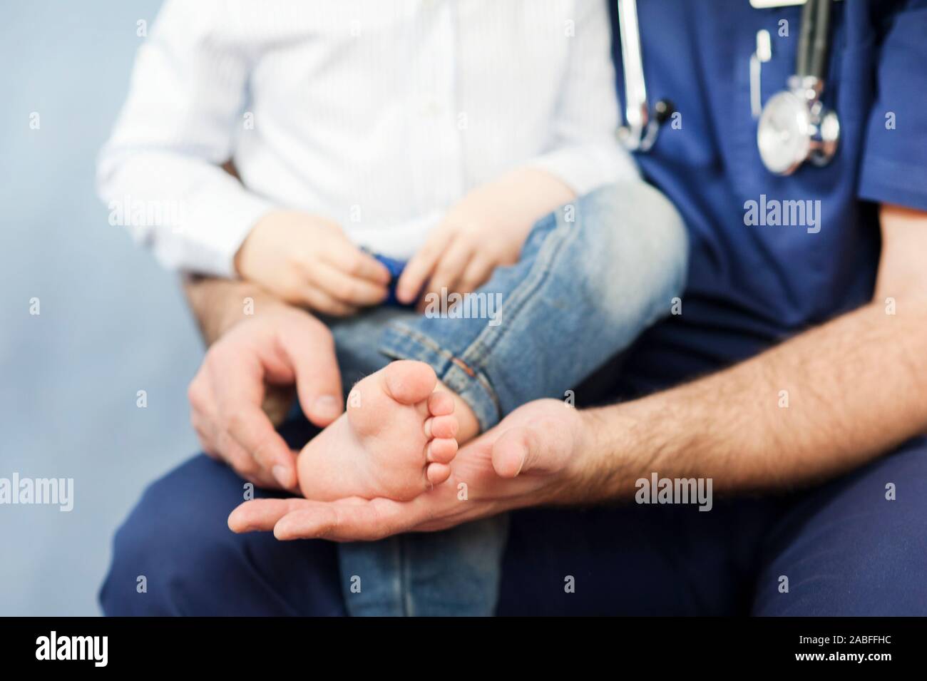 the pediatrician examines the child's feet, the dermatologist treats ...
