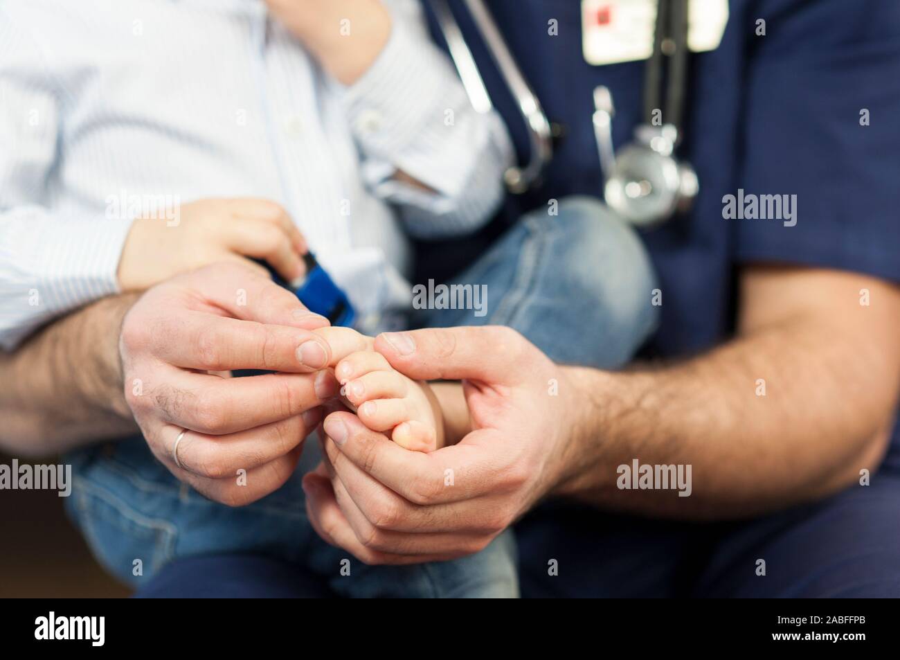 the pediatrician examines the child's feet, the dermatologist treats ...