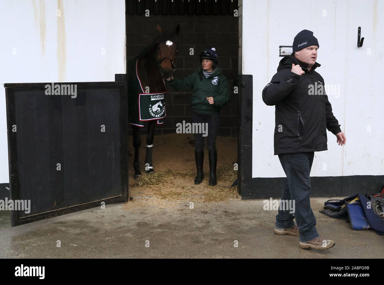 Two time Grand National winner Tiger Roll with trainer Gordon Elliott ...