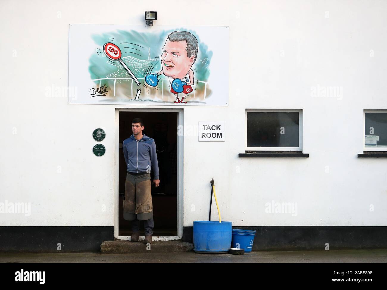 A view of the tack room during the stable visit to Gordon Elliott's ...