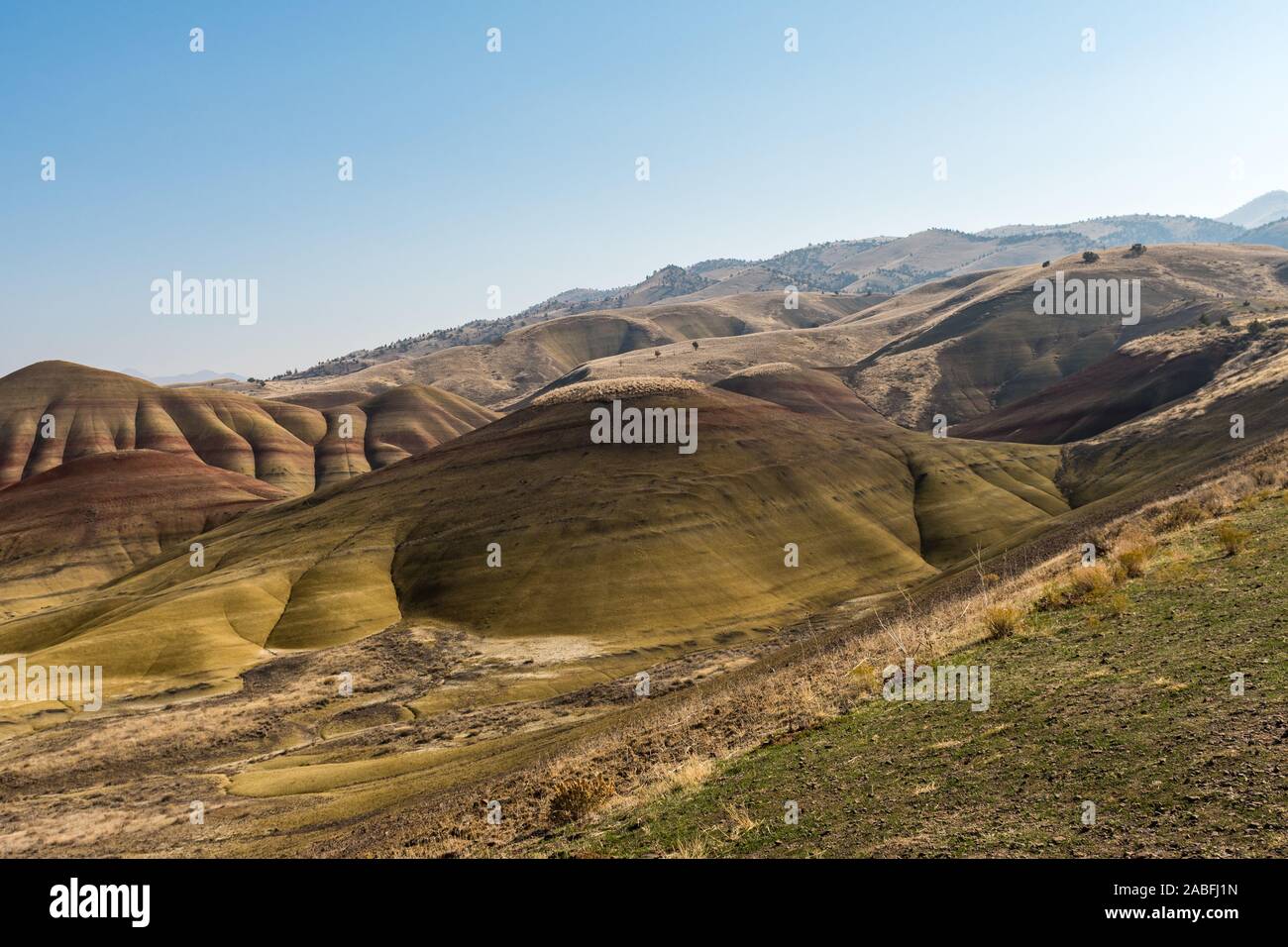 Views of the arid and colorful landscape of Painted Hills Stock Photo ...