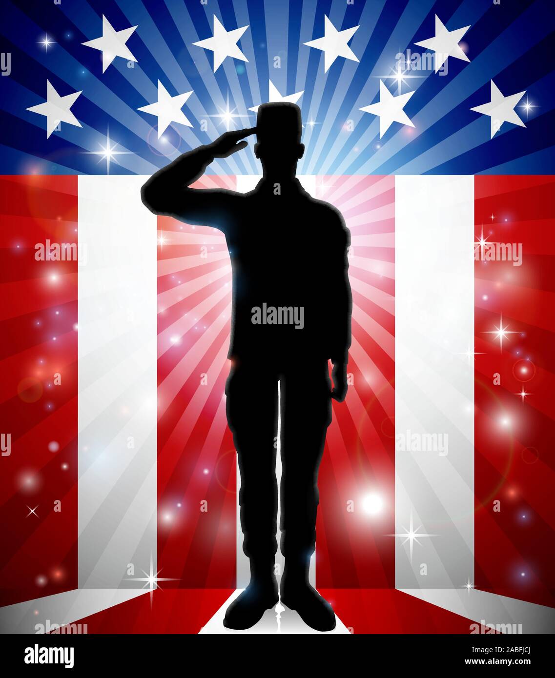 Patriotic American Soldier Saluting Flag Stock Vector Image & Art - Alamy