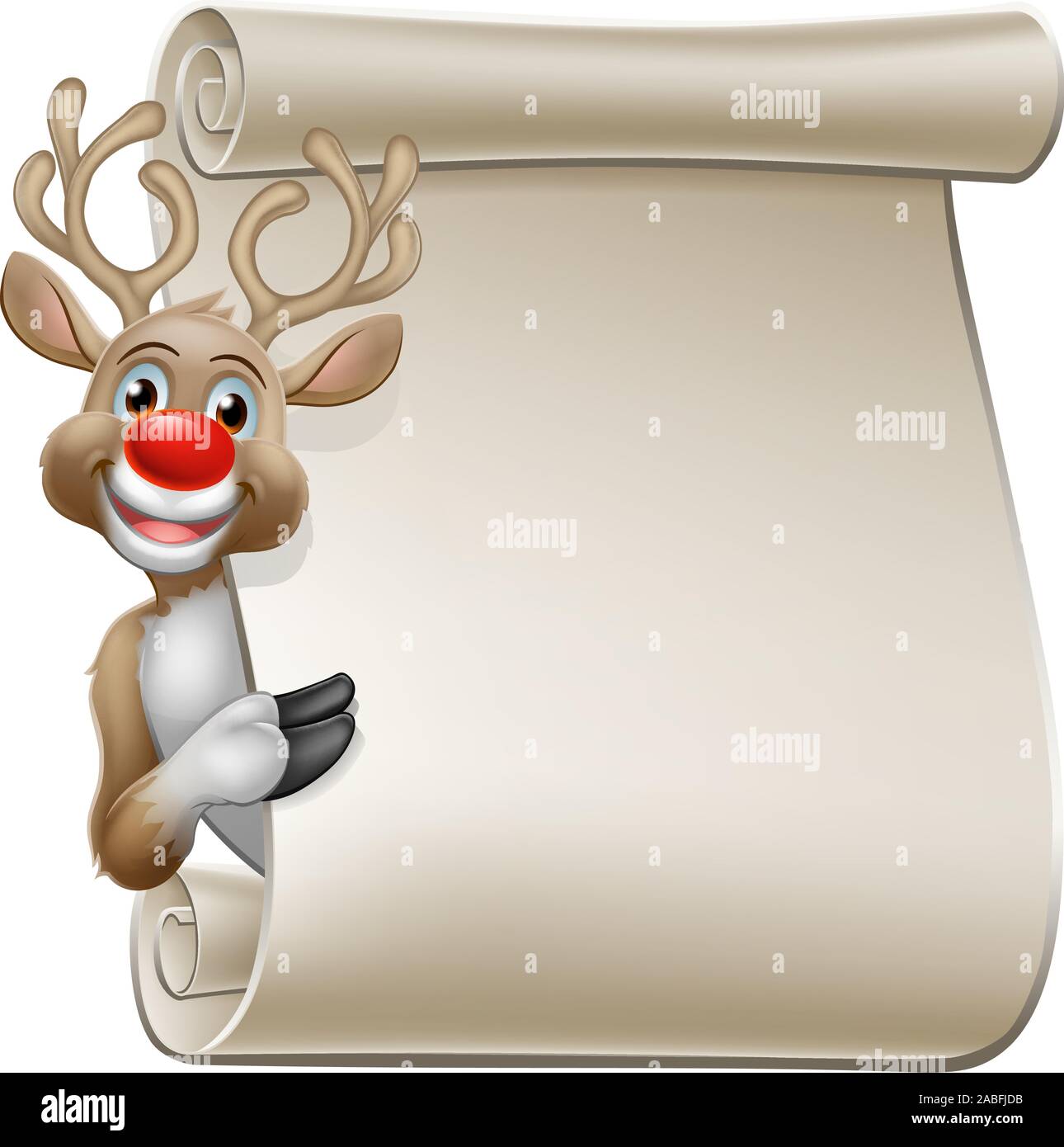 Christmas Reindeer Cartoon Character Scroll Stock Vector Image & Art ...