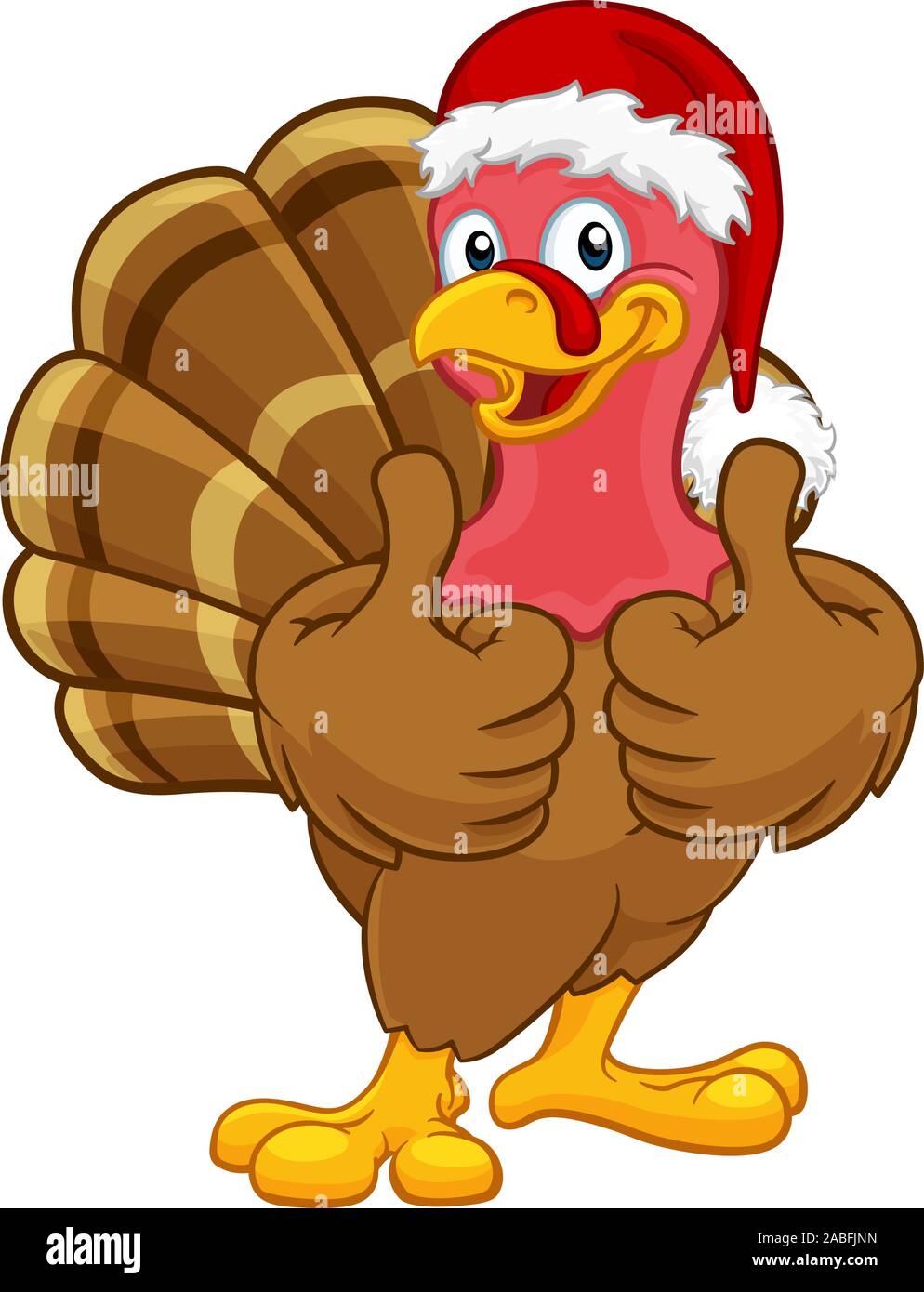 Turkey In Santa Hat Christmas Thanksgiving Cartoon Stock Vector Image ...