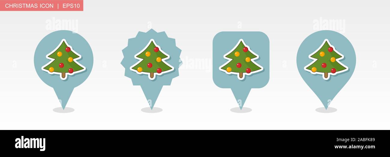 Christmas tree pin map icon. Merry Christmas and Happy New Year ...
