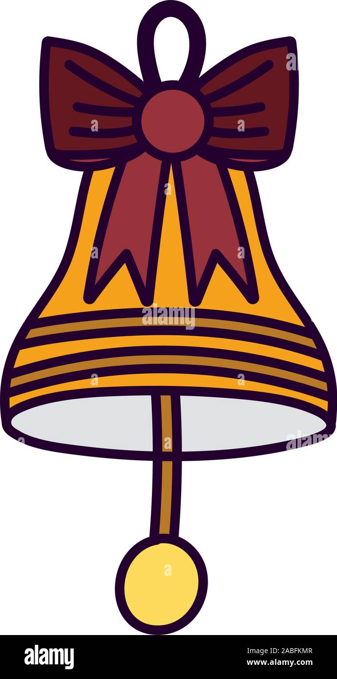 merry christmas celebration bell with bow decoration vector ...