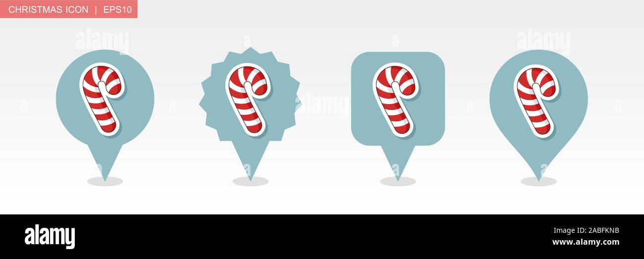 Christmas Candy Cane pin map icon. Merry Christmas and Happy New Year ...