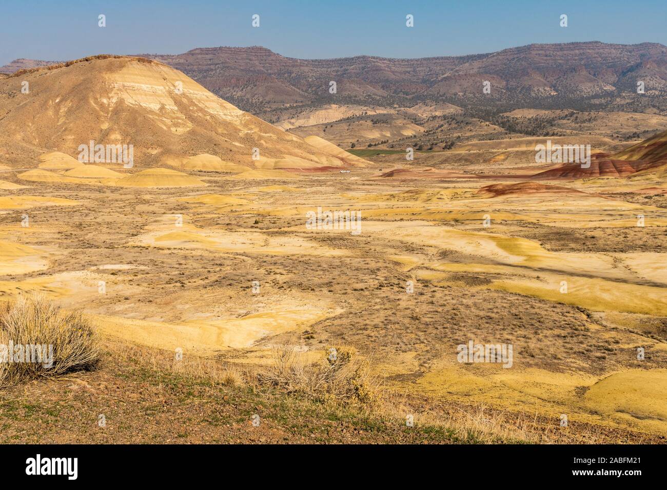 Views of the arid and colorful landscape of Painted Hills Stock Photo ...