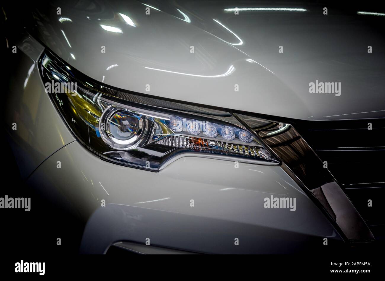 Details of modern car headlights Stock Photo - Alamy