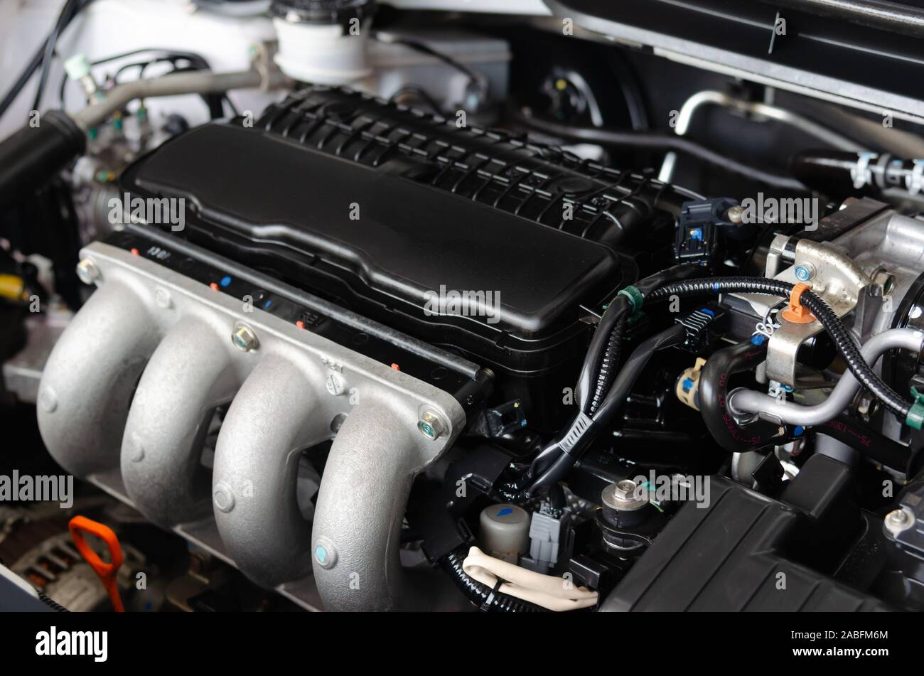 Details of new car engine Stock Photo - Alamy