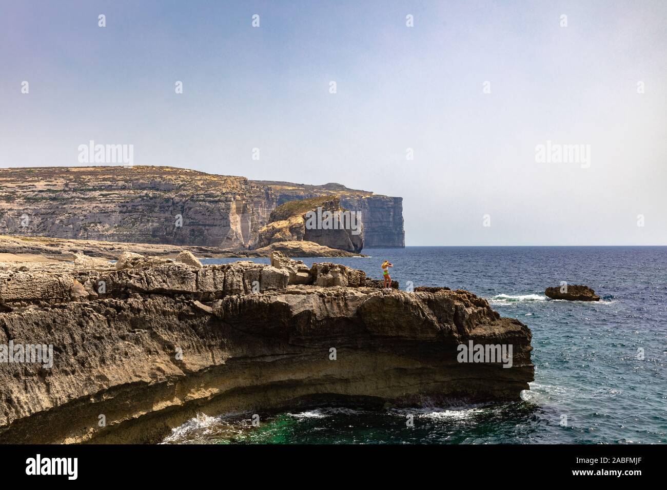 Stunning view at the coast of Dwejra Bay with the Fungus Rock (Mushroom ...