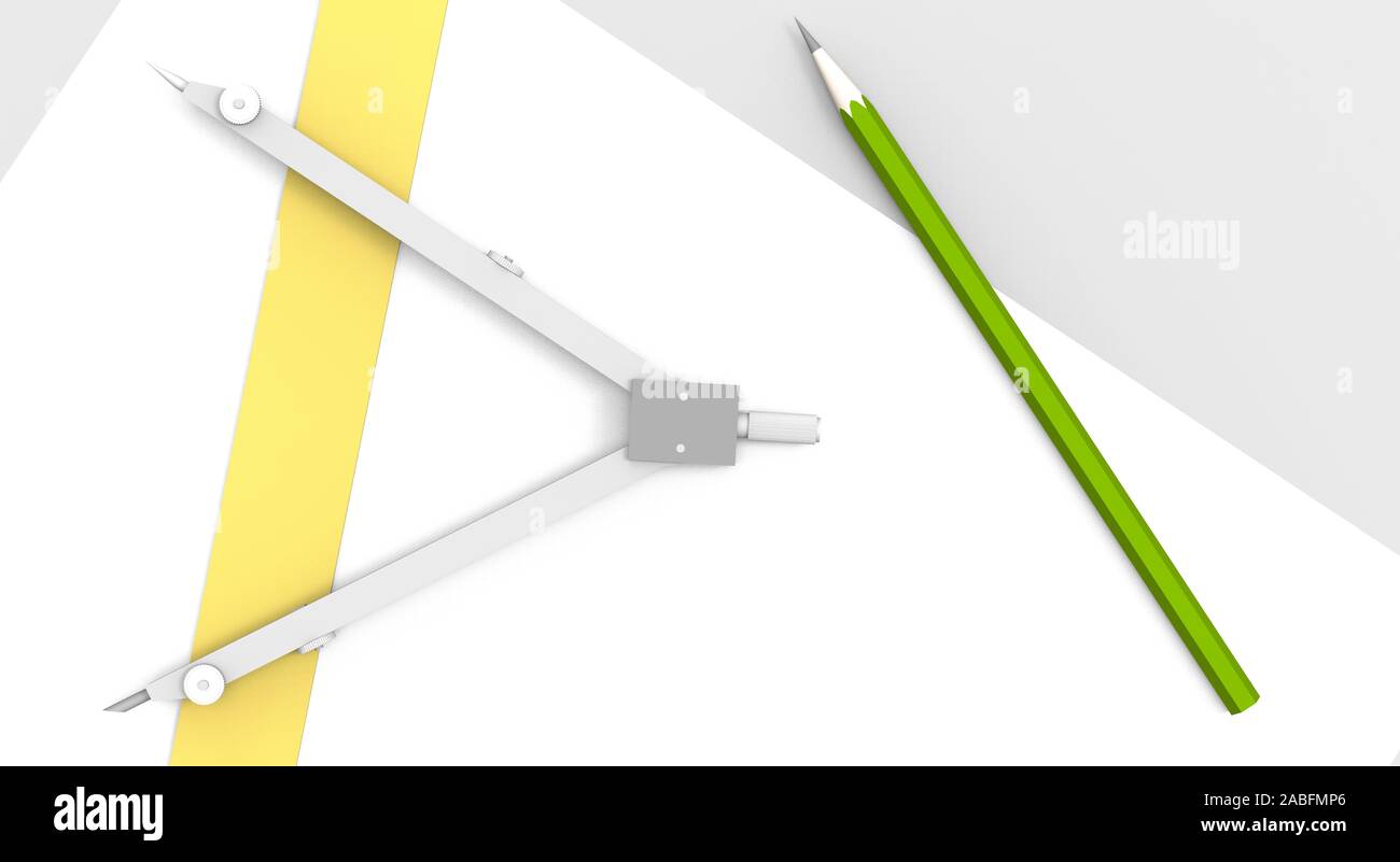 Paper and Draw tools 3D Rendering Stock Photo - Alamy
