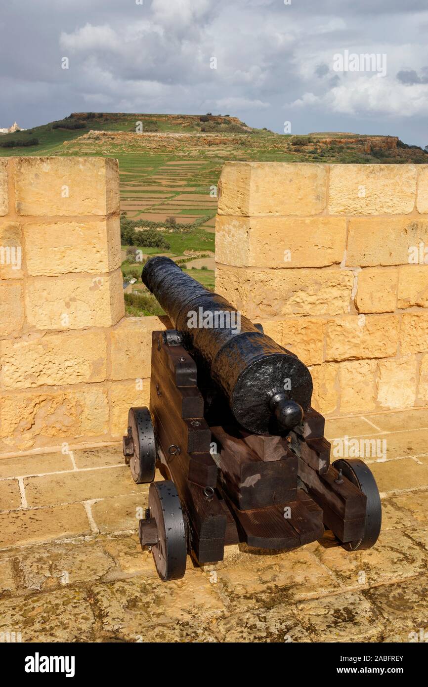 The battlement fortifications of the Citadel above Victoria, Gozo ...