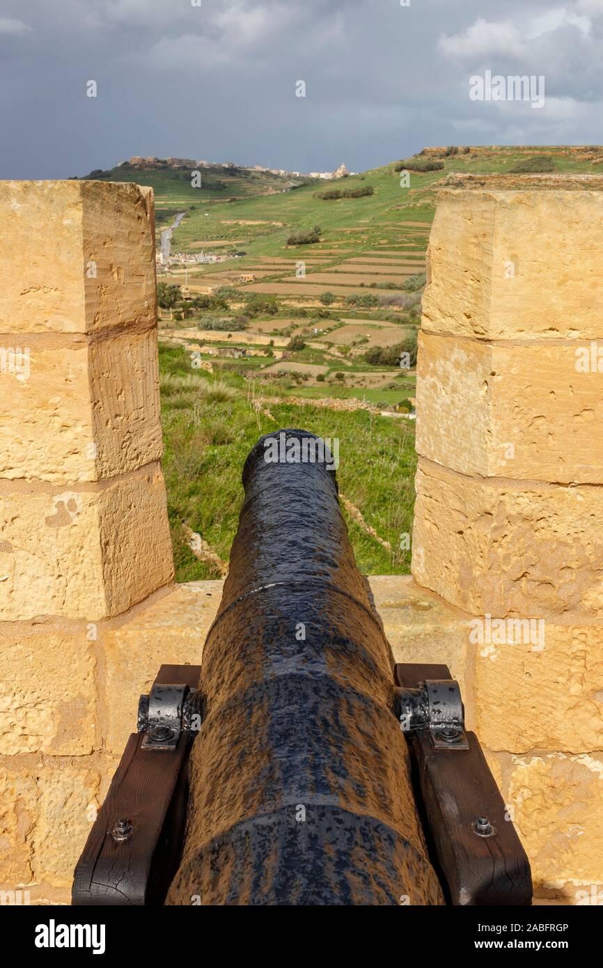 The battlement fortifications of the Citadel above Victoria, Gozo ...