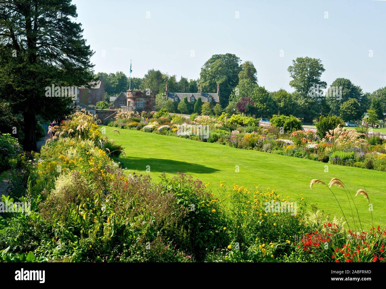 Beautiful gardens of Dirleton Castle. East Lothian, Scotland Stock ...
