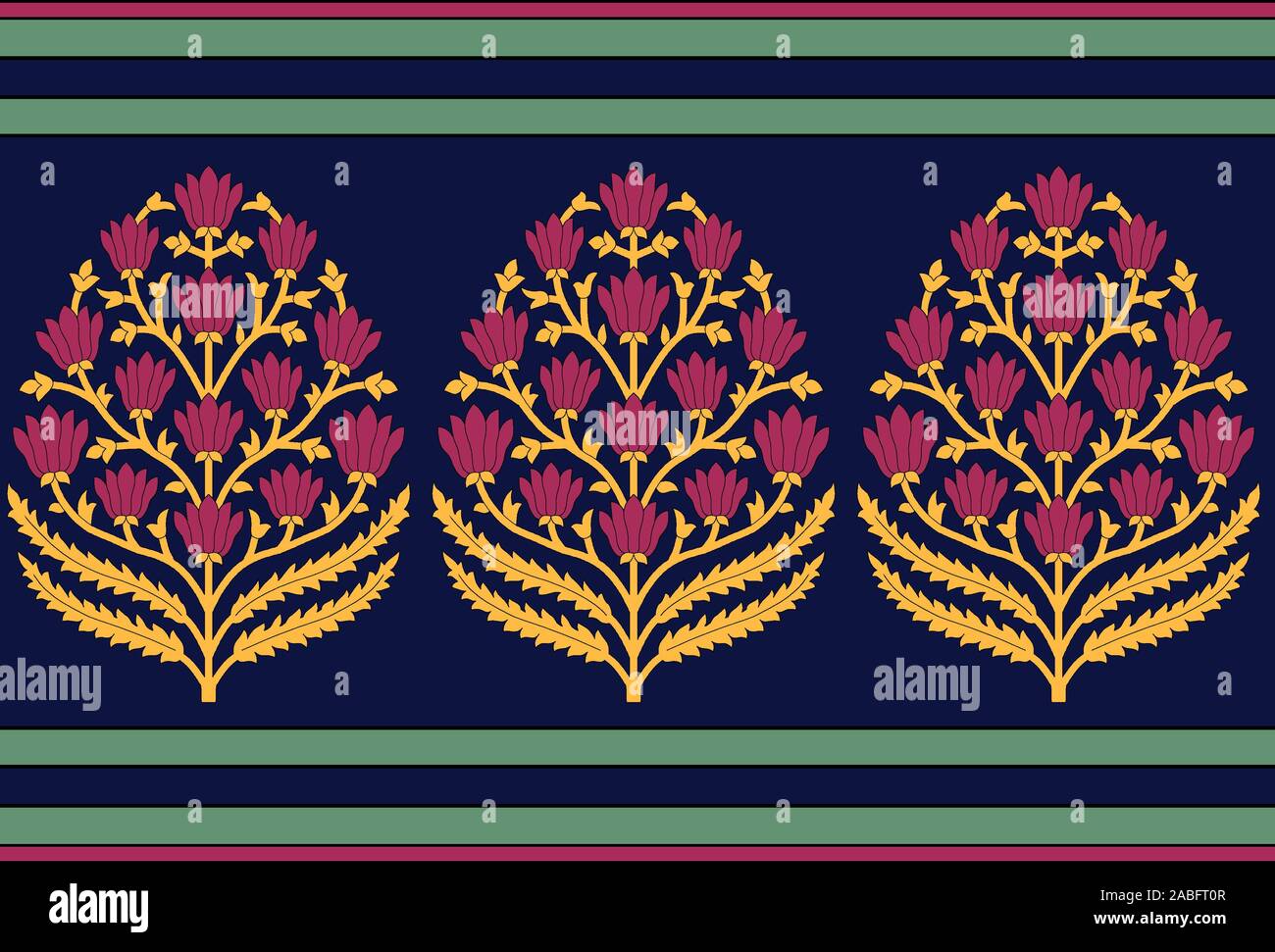 Indian mughal flower motif background border Stock Photo - Alamy