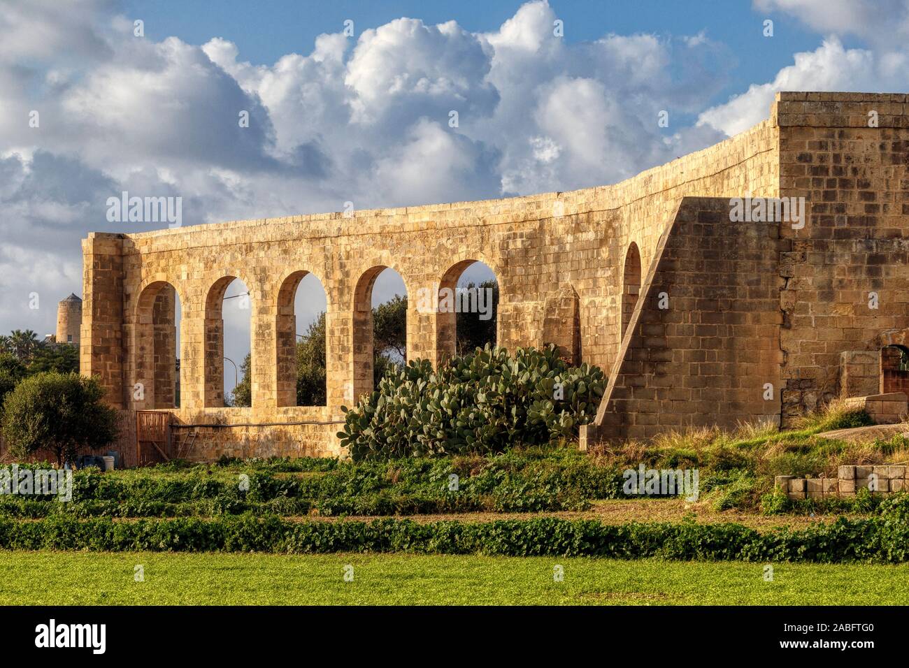 A section of the 1843 Gozo Aqueduct, built by the British to transport ...