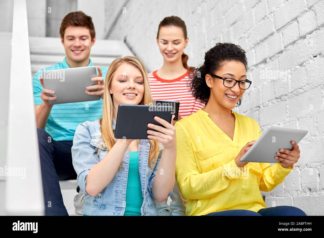 high school students with tablet computers Stock Photo - Alamy