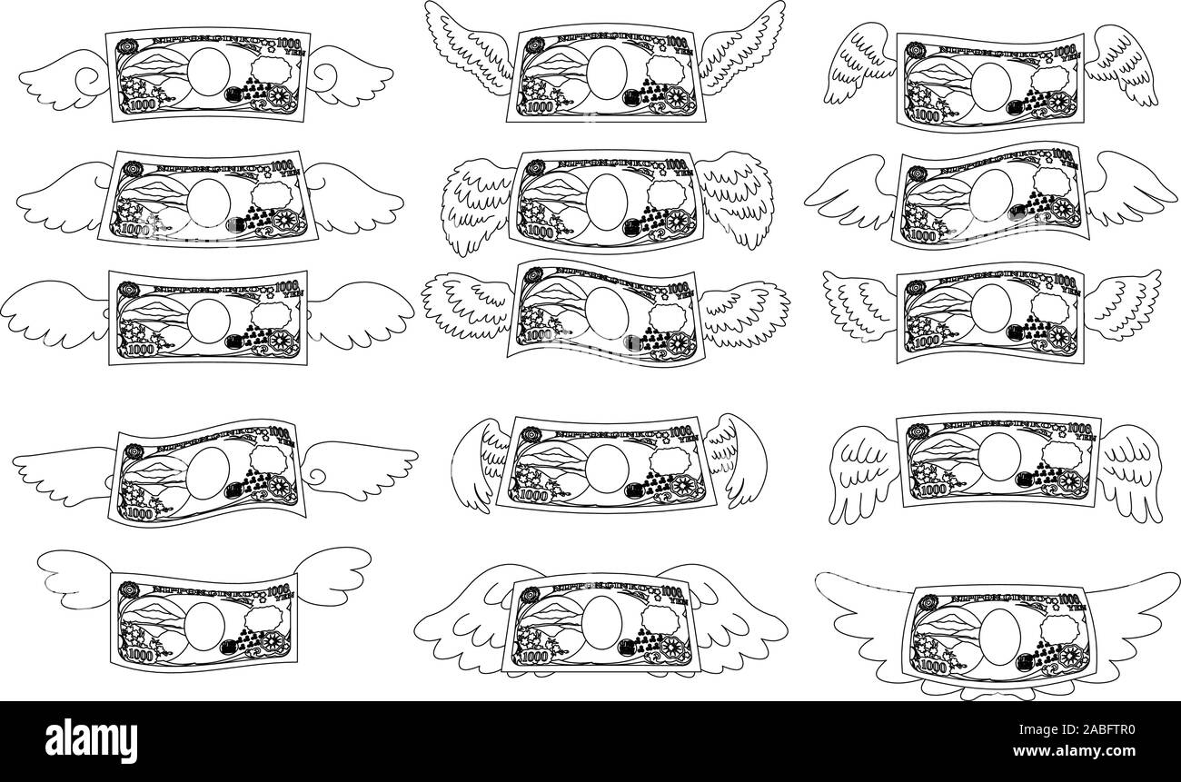 This is a illustration of Feathered Deformed Japan's 1000 yen note ...