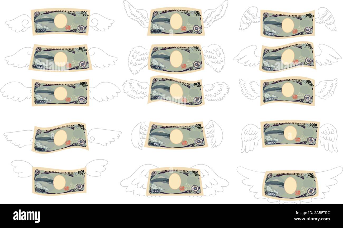 This is a illustration of Feathered Deformed Japan's 1000 yen note ...