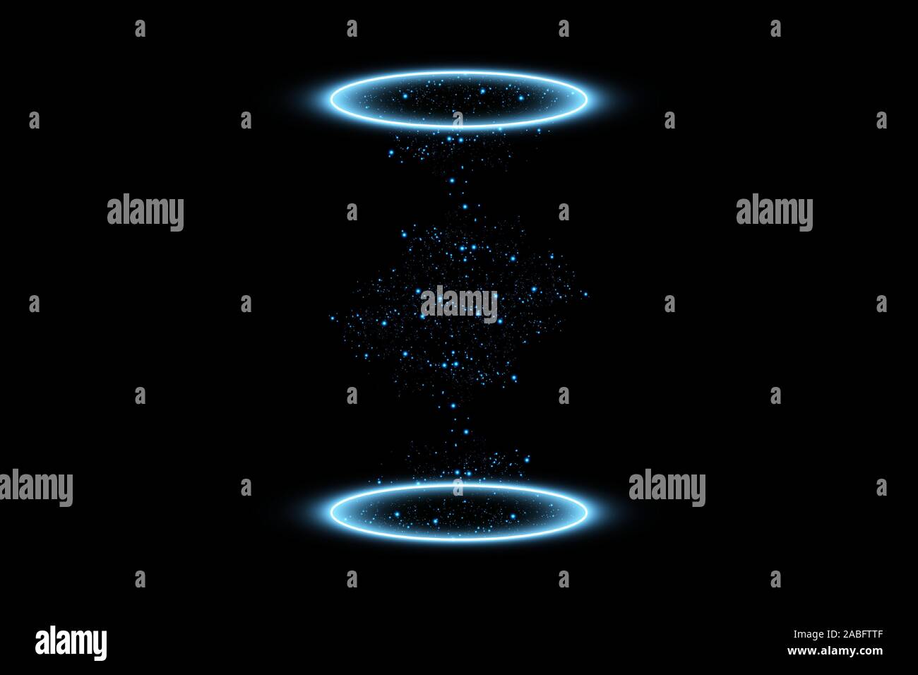 Futuristic teleport. Magic fantasy portal. Light effect. Blue candles ...
