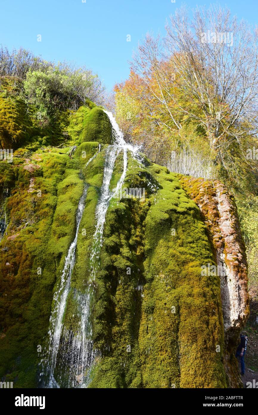 colorful waterfall in autumn Stock Photo - Alamy