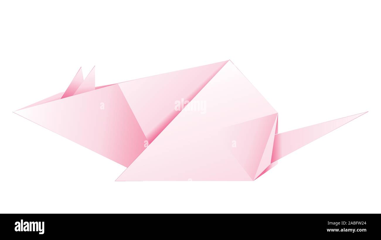 Paper folded, origami pink mouse or rat design Stock Vector Image & Art ...