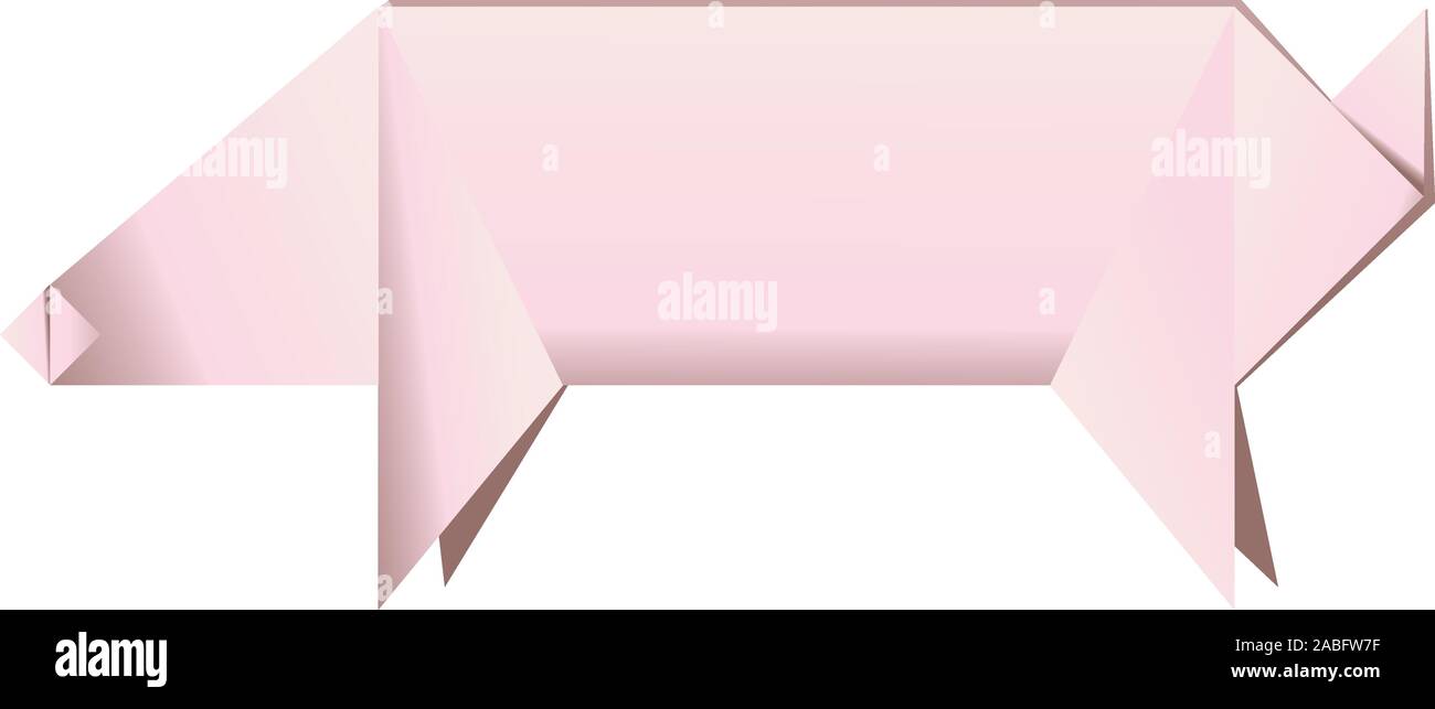 Abstract origami pig made of pink folded paper illustration Stock ...